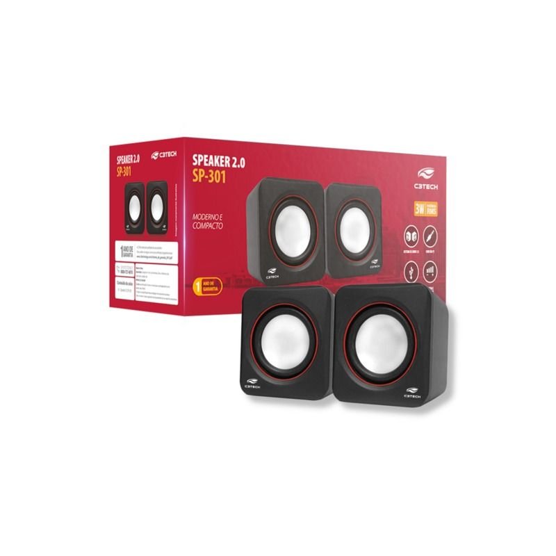 Mastertek - Seu Shopping em Informática! - CAIXA DE SOM MULTIMÍDIA MINI SPEAKER 3W RMS C3TECH SP-301